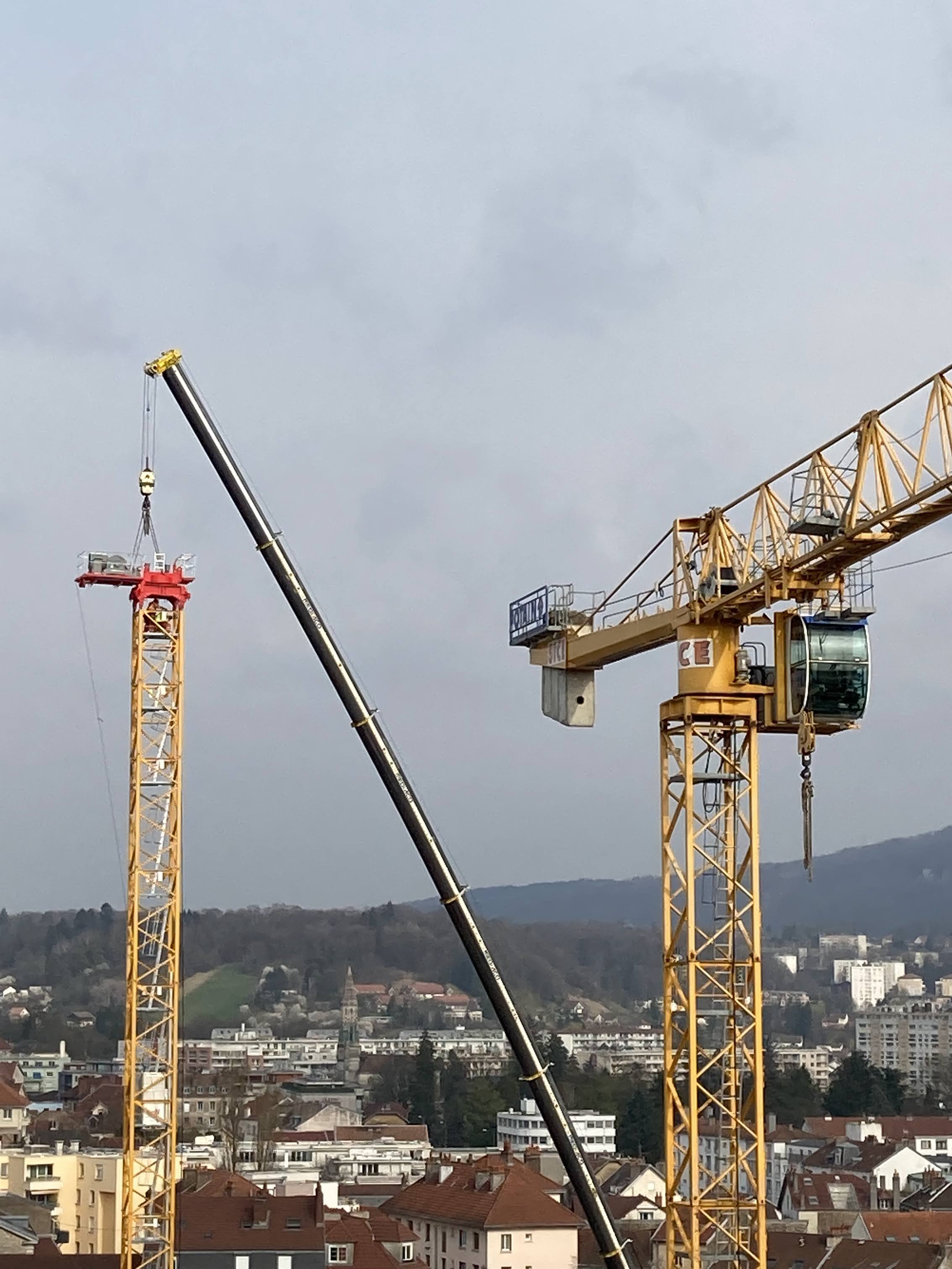 Montage des grues sur le chantier de GENIUS